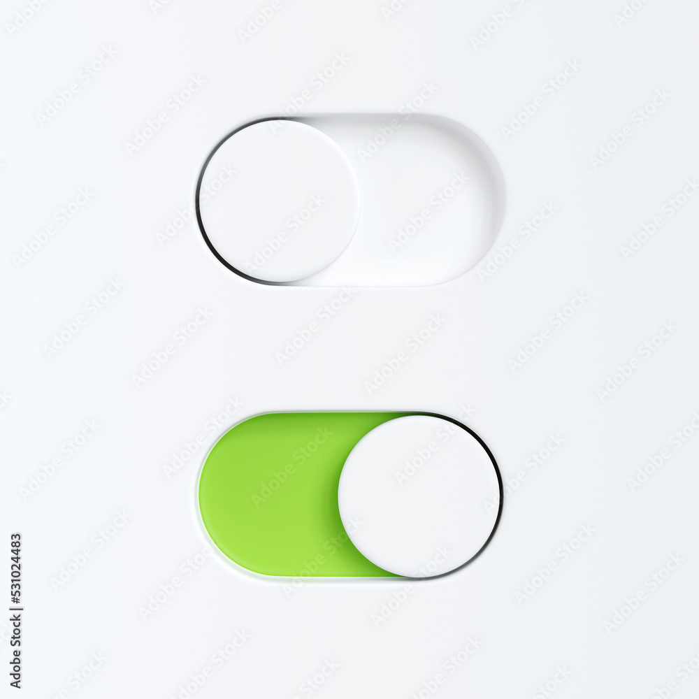 Toggle switch buttons isolated on white background. 3D render. 3D ...