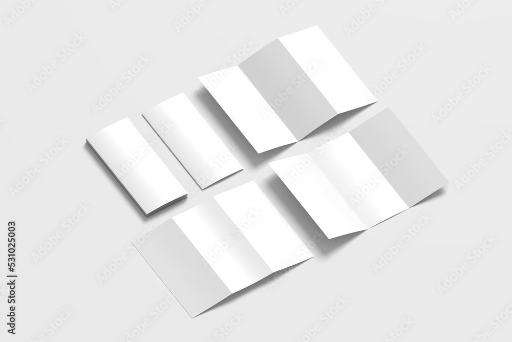 Isometric us letter size trifold mockup set Stock Photo | Adobe Stock