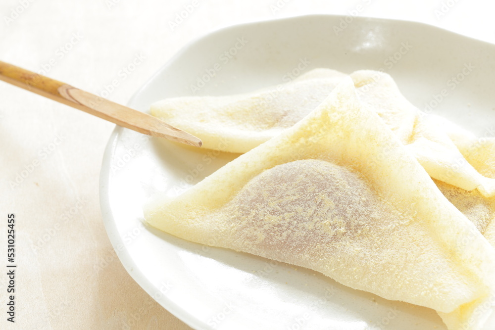 Japansese sweet food, Kyoto sweet potato paste in sticky rice in ...