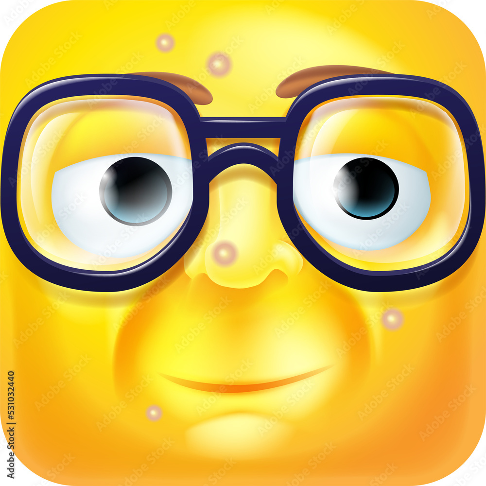 Nerdy Geek Emoji Emoticon Icon Cartoon Character Stock Illustration ...
