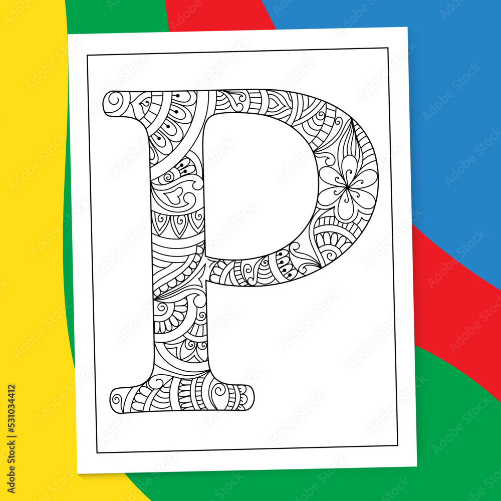 A to Z Hand-drawn Mandala Alphabet letter Coloring page. alphabet ...