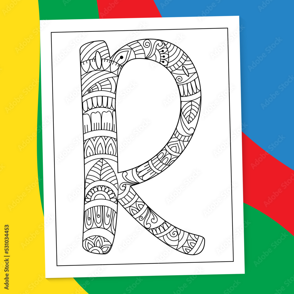 A to Z Hand-drawn Mandala Alphabet letter Coloring page. alphabet ...