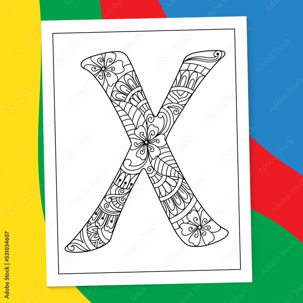 A to Z Hand-drawn Mandala Alphabet letter Coloring page. alphabet ...