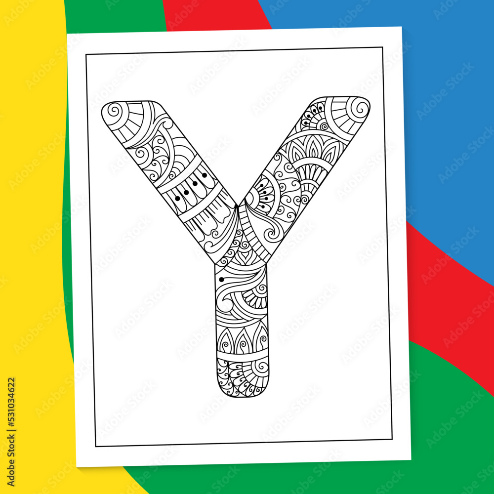 A to Z Hand-drawn Mandala Alphabet letter Coloring page. alphabet ...