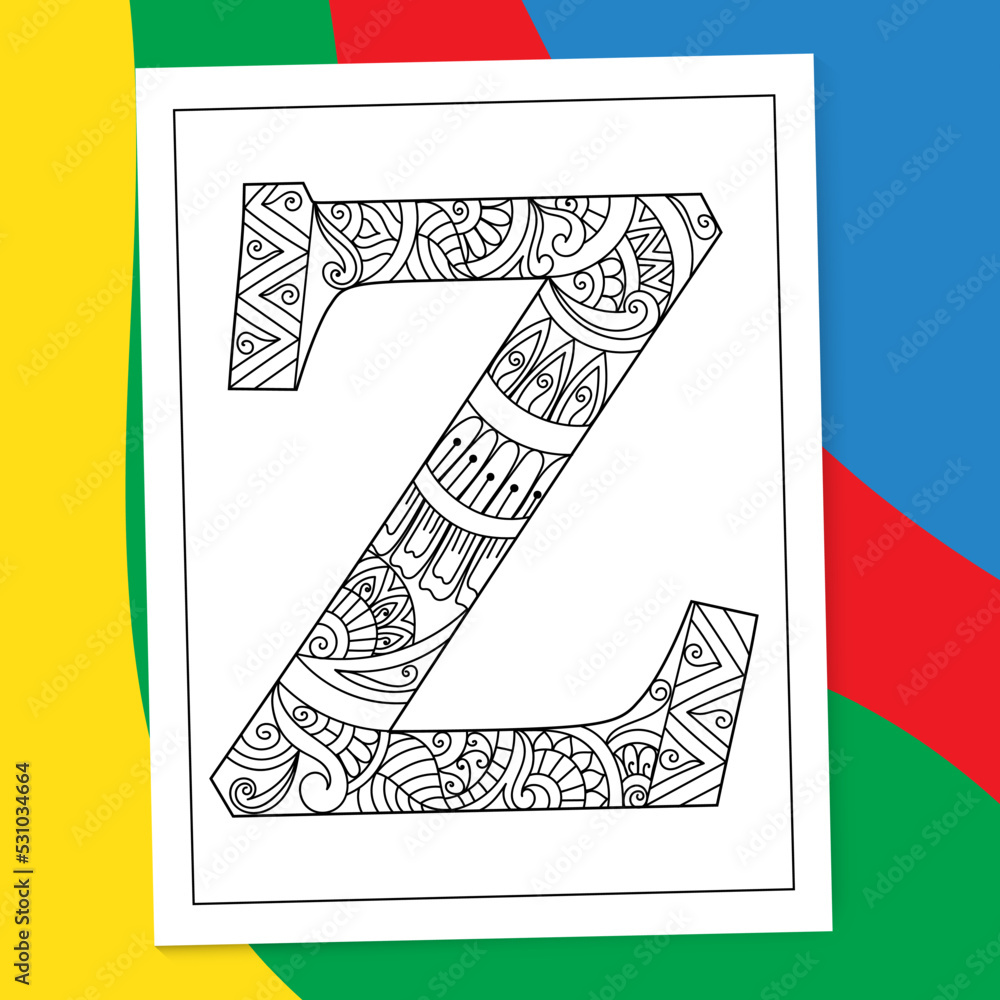 A to Z Hand-drawn Mandala Alphabet letter Coloring page. alphabet ...