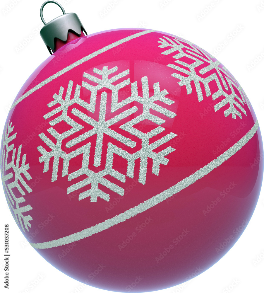 Pink retro Christmas ornament with snowflake design isolated on ...