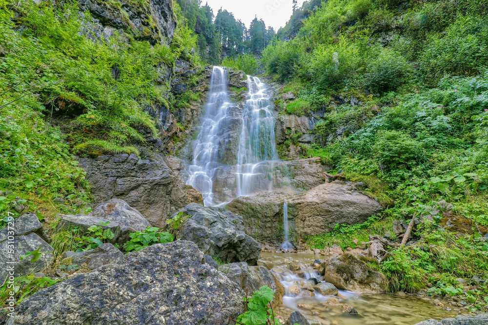 Waterfall Tervela in Santa Cristina di Val Gardena. South Tyrol, Italy ...