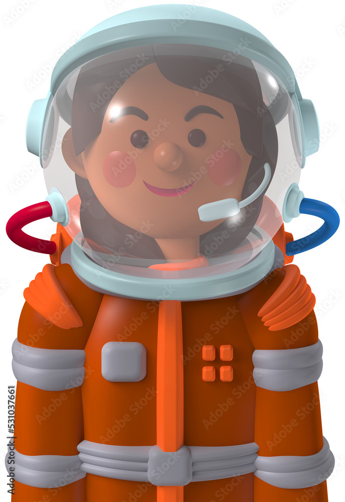 Cartoon character 3d avatar happy female Mars astronaut Stock ...