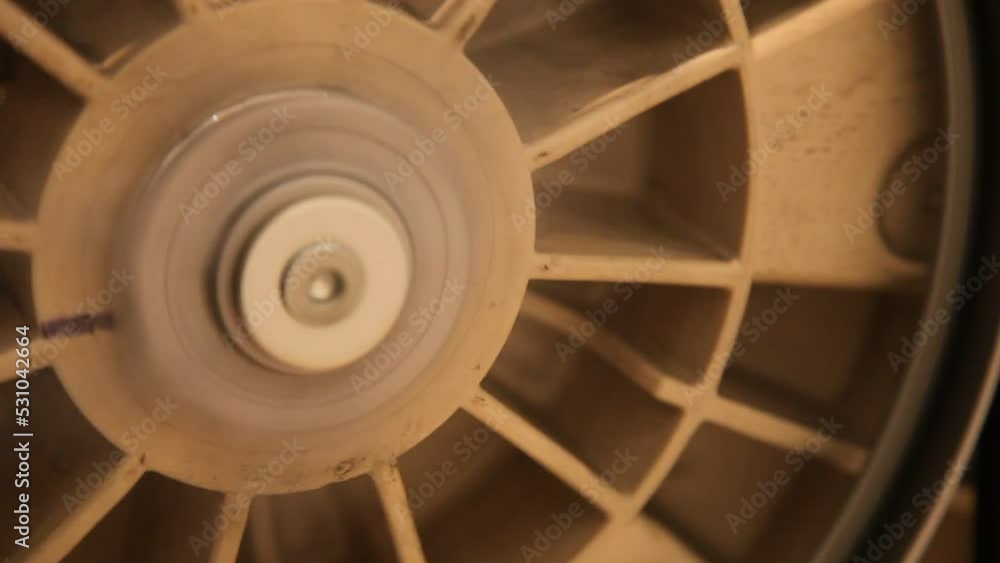 Front load washing machine back view without cap. Washer drum drive ...