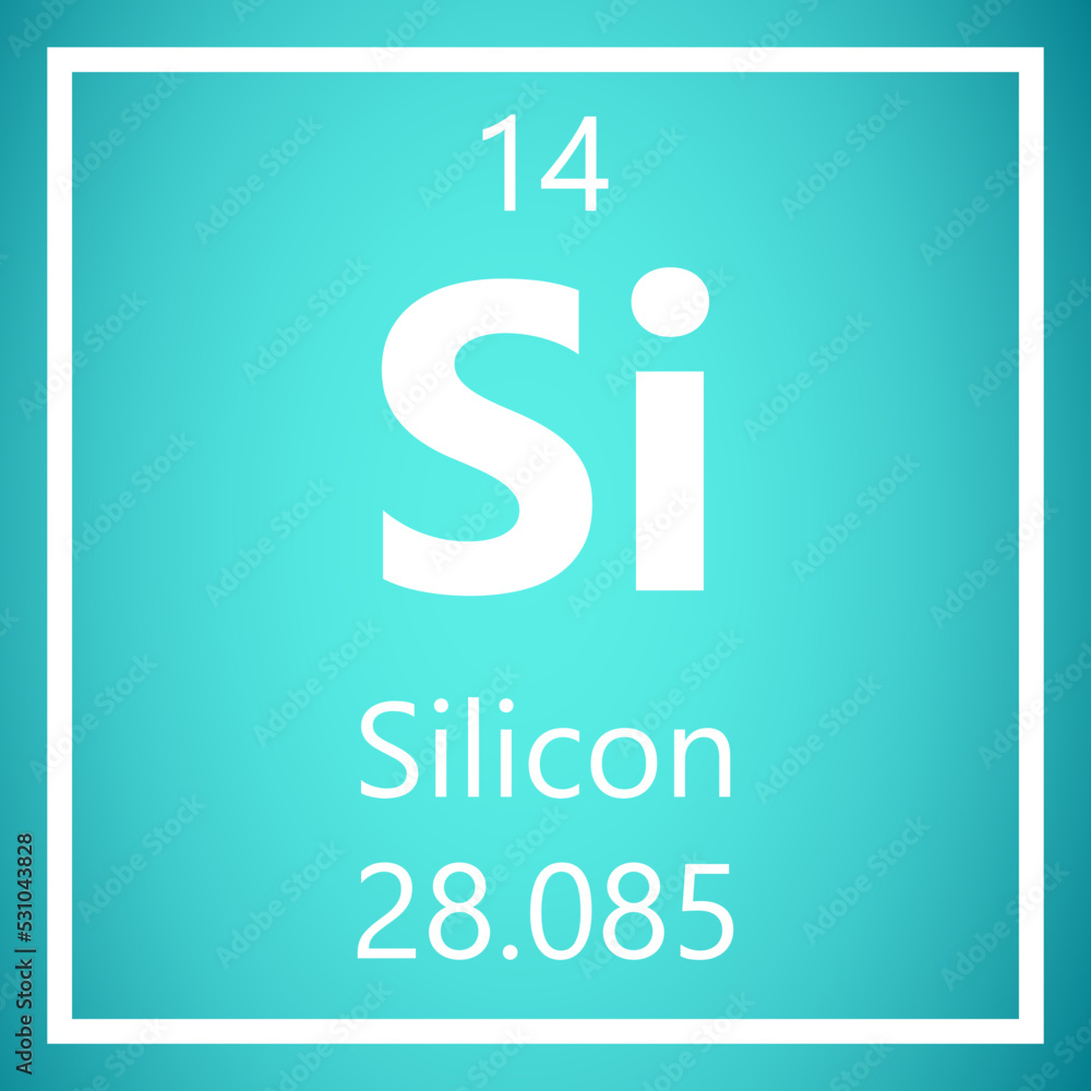 Silicon Si Periodic Table of Elements, Atomic Mass Vector Illustration ...
