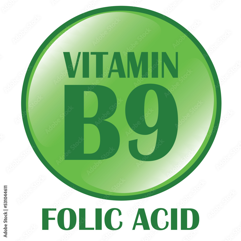 Folic acid, Vitamin B9, Circular pictogram Stock Vector | Adobe Stock