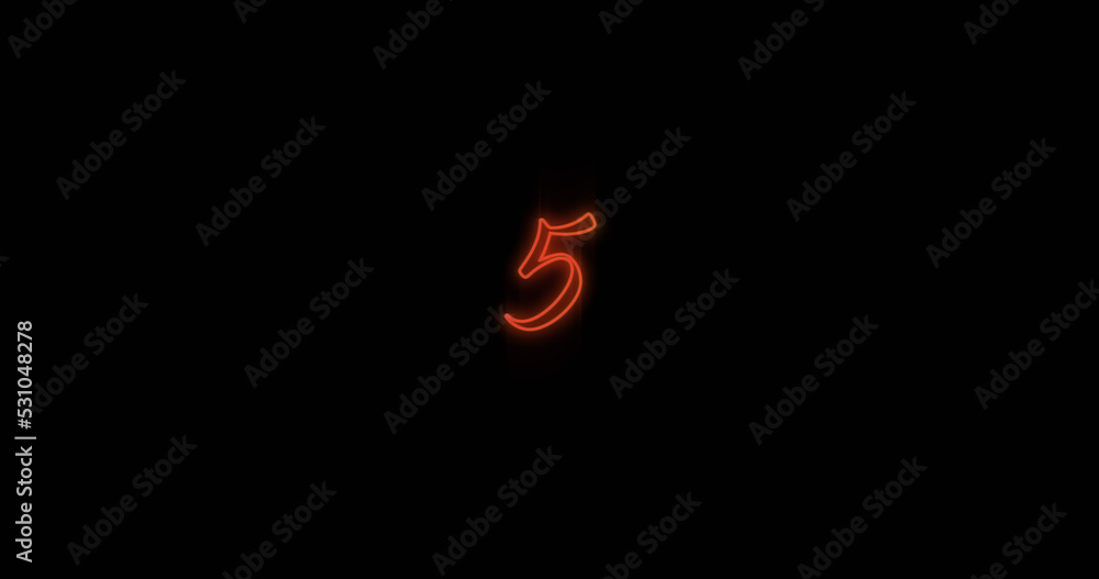 Number five appearing in red in neon lights Stock Illustration | Adobe ...