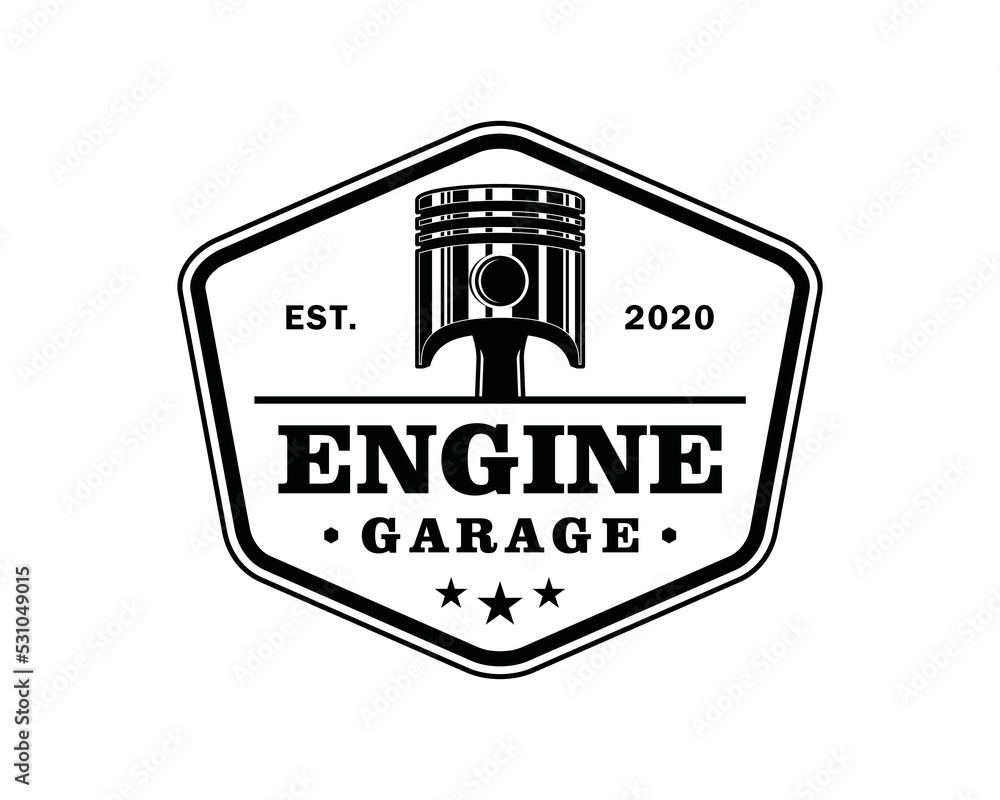 Car engine piston icon vector for garage engine vintage logo design ...