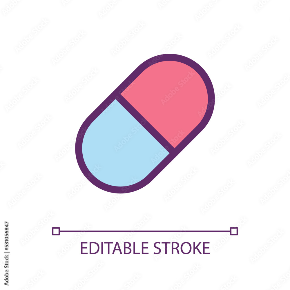 Capsule pixel perfect RGB color ui icon. Oral medication. Pill ...