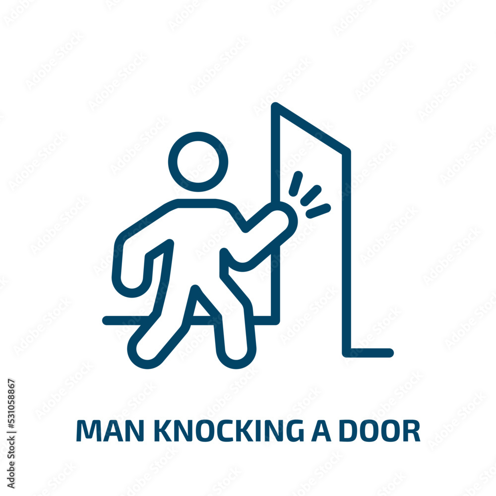 man knocking a door icon from people collection. Thin linear man ...