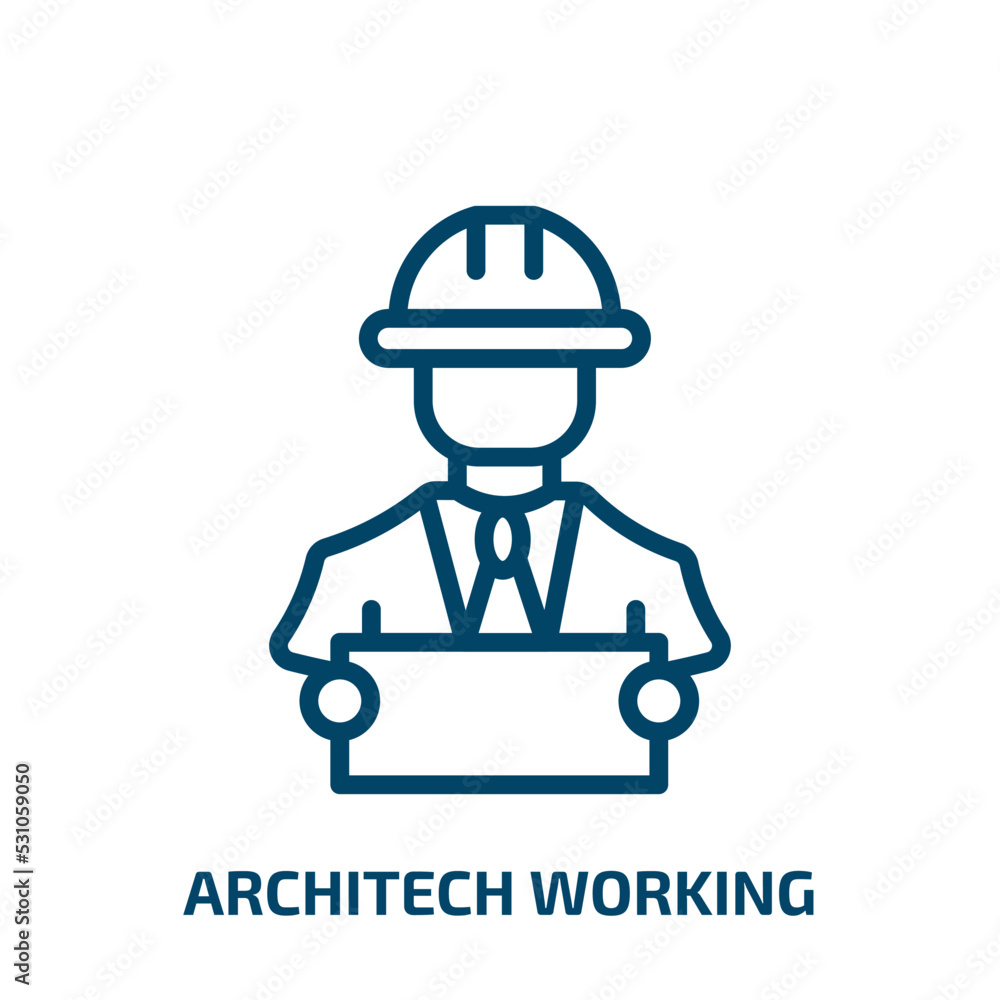 architech working icon from people collection. Thin linear architech ...