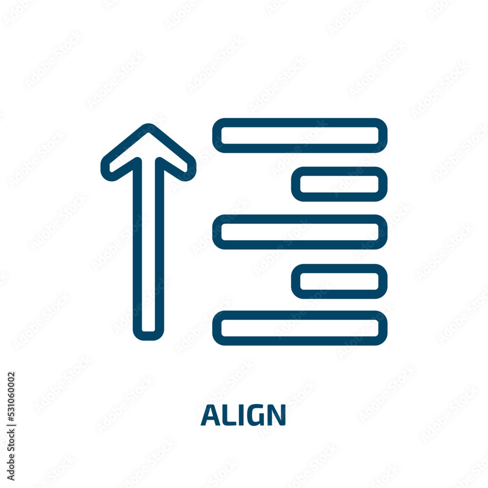 align icon from signs collection. Thin linear align, alignment, arrow outline icon isolated on ...