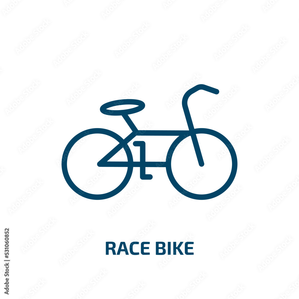 race bike icon from sports collection. Thin linear race bike, cycle, bike outline icon isolated ...