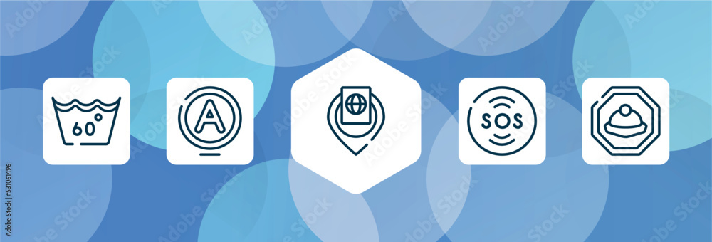 indications outline icon set isolated on blue abstract background. thin ...