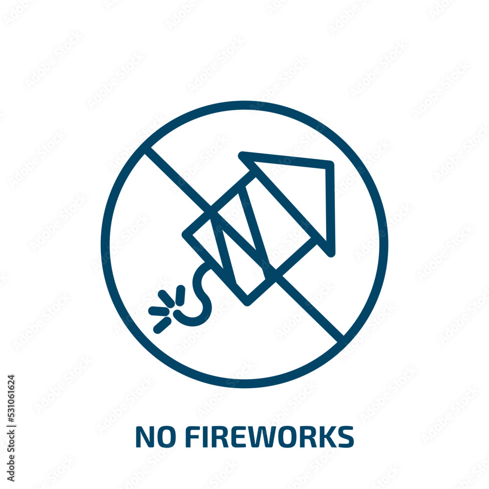 no fireworks icon from traffic signs collection. Thin linear no ...