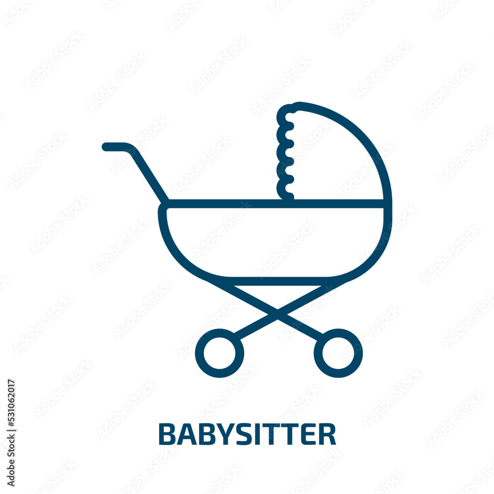 babysitter icon from transport collection. Thin linear babysitter, carriage, mother outline icon ...