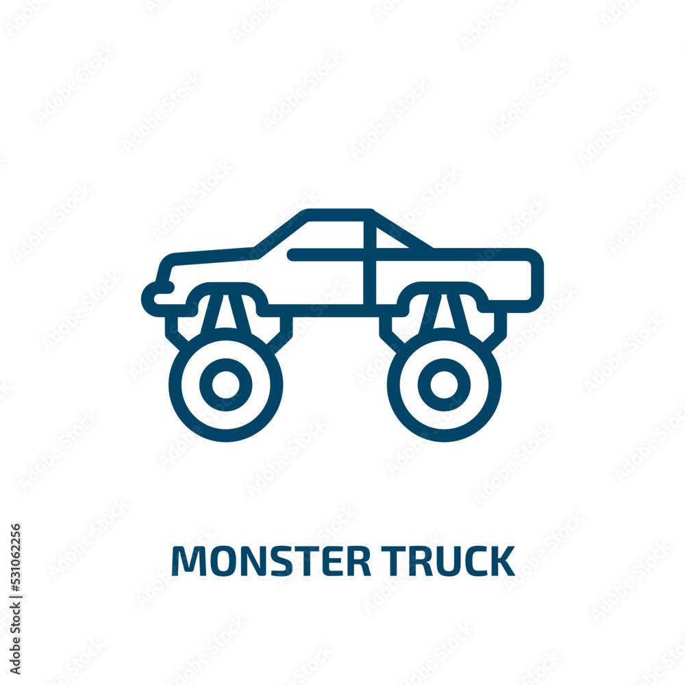 monster truck icon from transportation collection. Thin linear monster ...