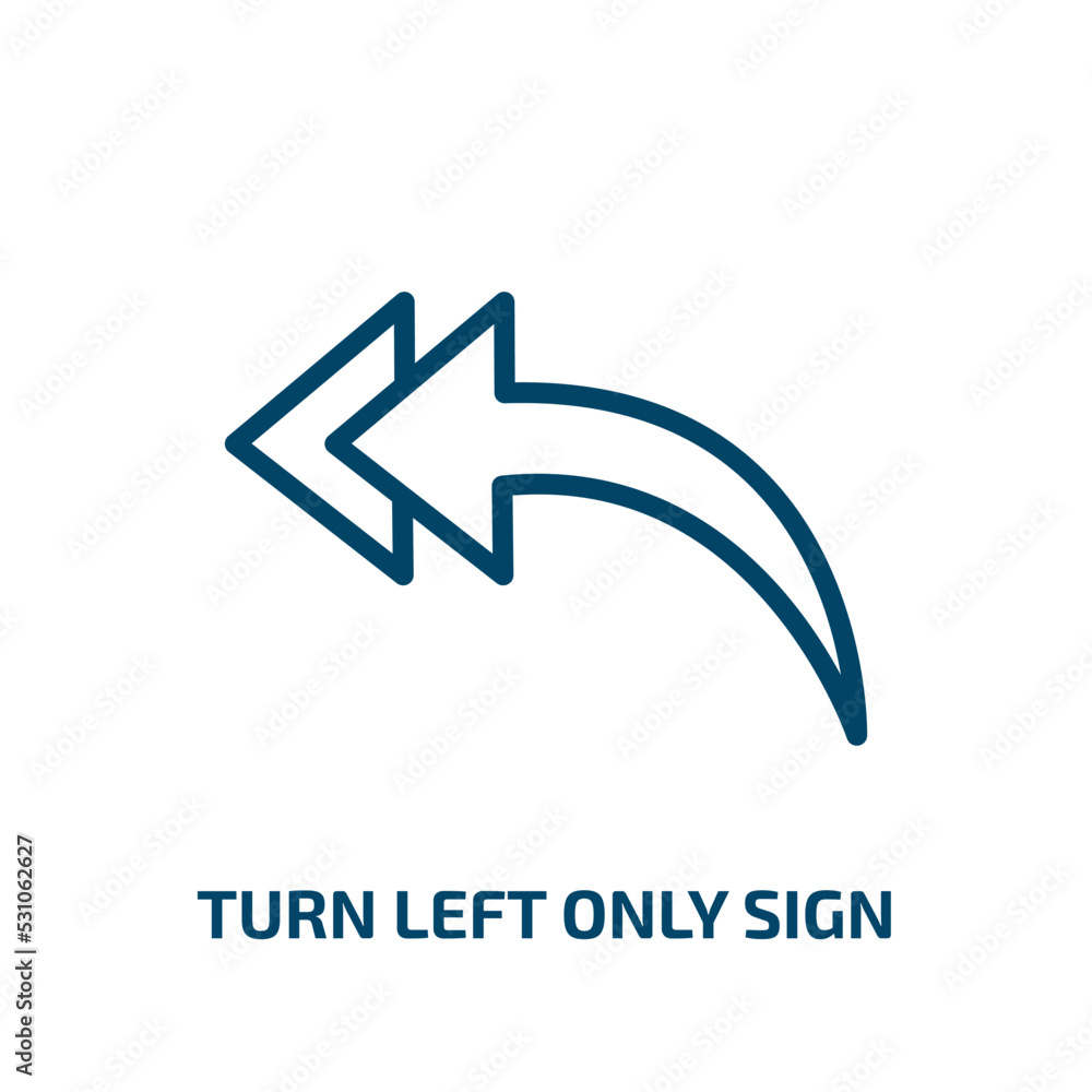 turn left only sign icon from user interface collection. Thin linear ...