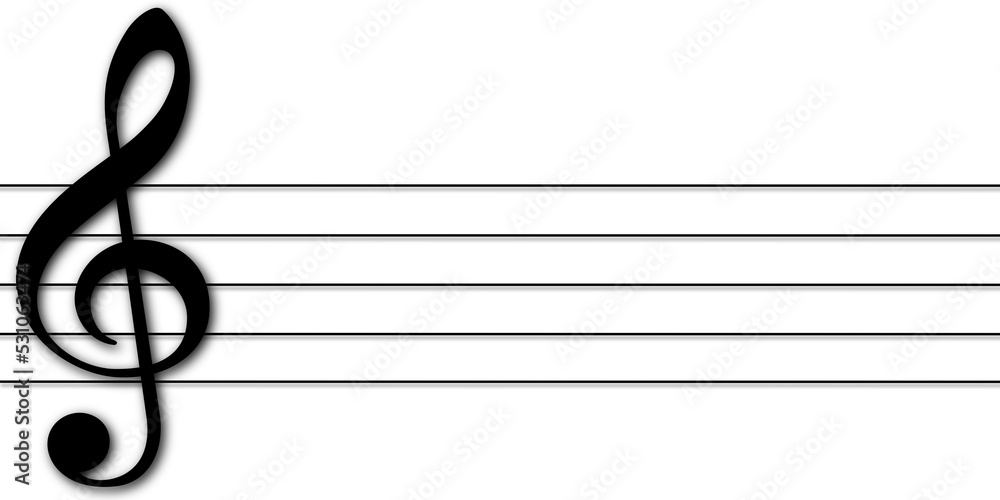 pentagramma con chiave di violino su sfondo trasparente - illustrazione Stock Illustration ...