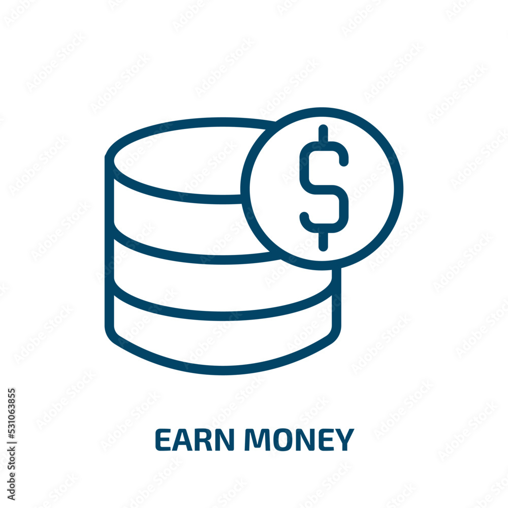 earn money icon from user interface collection. Thin linear earn money ...
