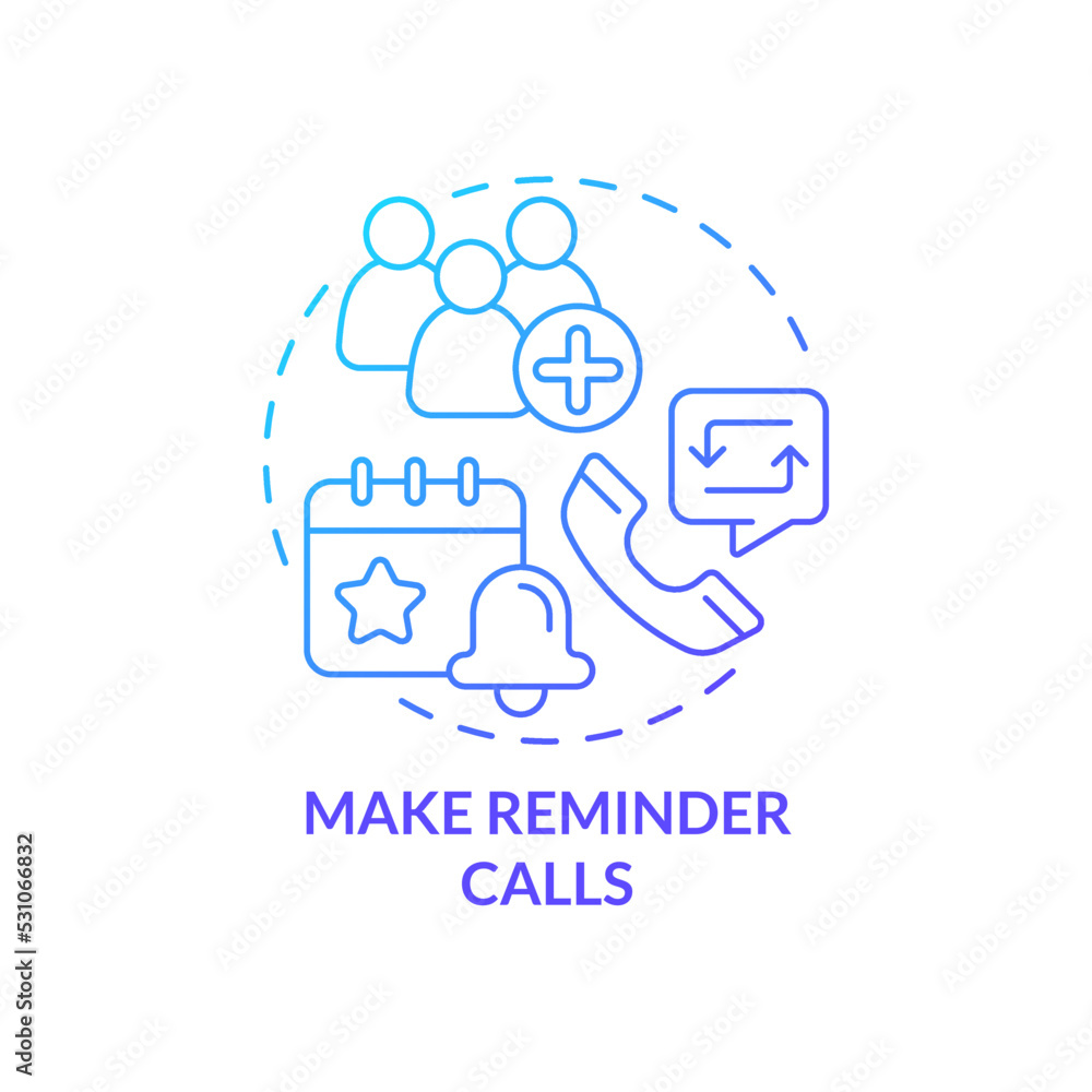 Make reminder calls blue gradient concept icon. Personal invitations ...