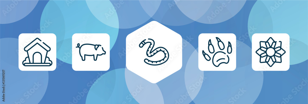 poi nature outline icon set isolated on blue abstract background. thin ...