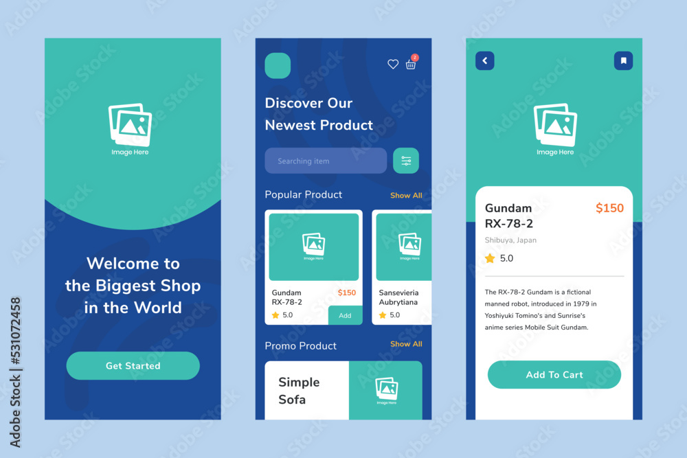 Online shop ecommerce ui design template vector. Layout app mobile developer. Suitable for ...