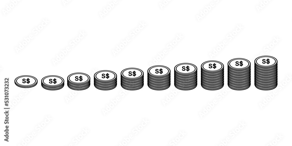 Singapore Currency Icon Symbol. SGD, Singapore Dollar Coins. Vector ...