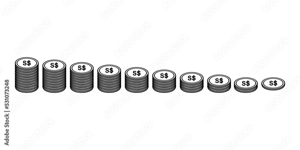 Vetor de Singapore Currency Icon Symbol. SGD, Singapore Dollar Coins ...