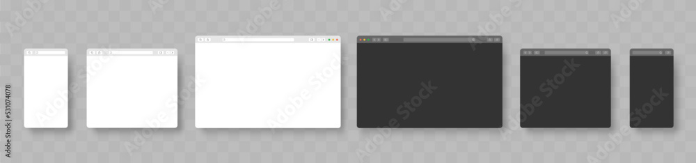 Blank web browser illustration. Sample frame design Internet. Empty web ...