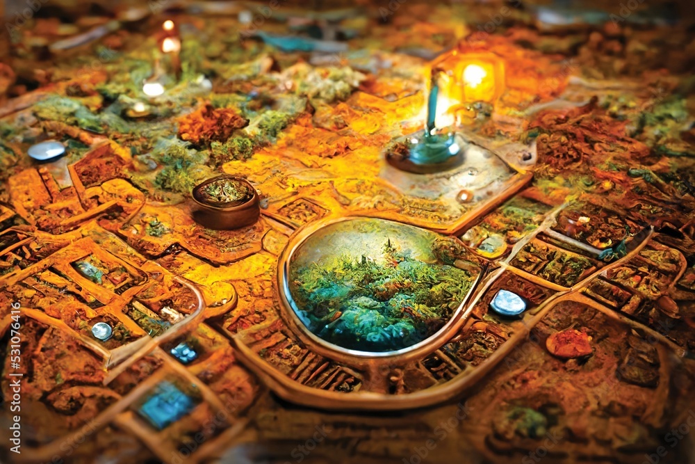 Fantasy world map for the game. 3D illustration, background or ...