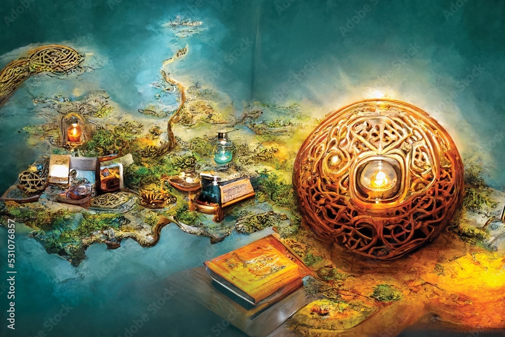 Fantasy 3D map for computer game. Global map, imaginary world. 3D ...