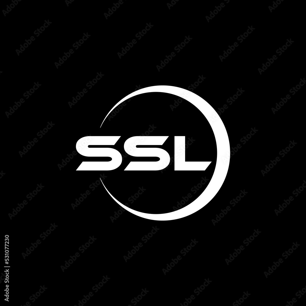 SSL letter logo design with black background in illustrator, cube logo ...