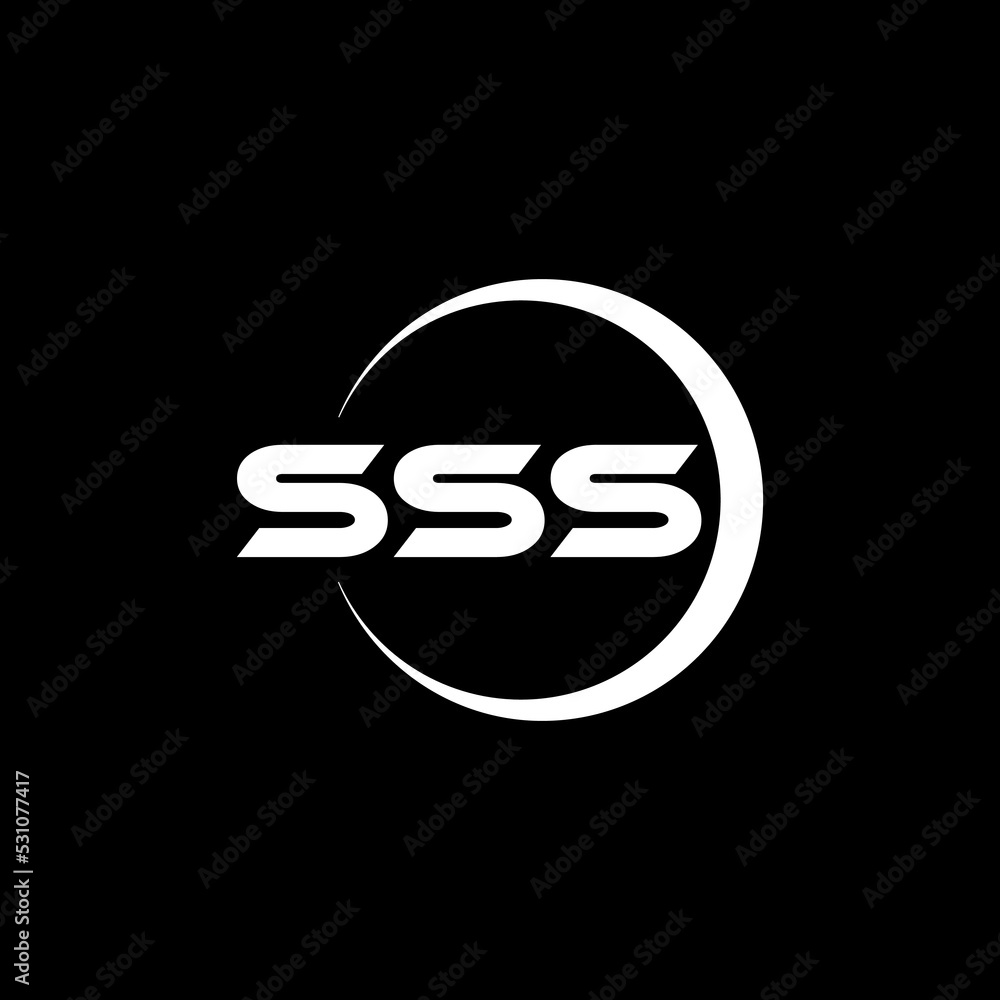 SSS letter logo design with black background in illustrator, cube logo ...