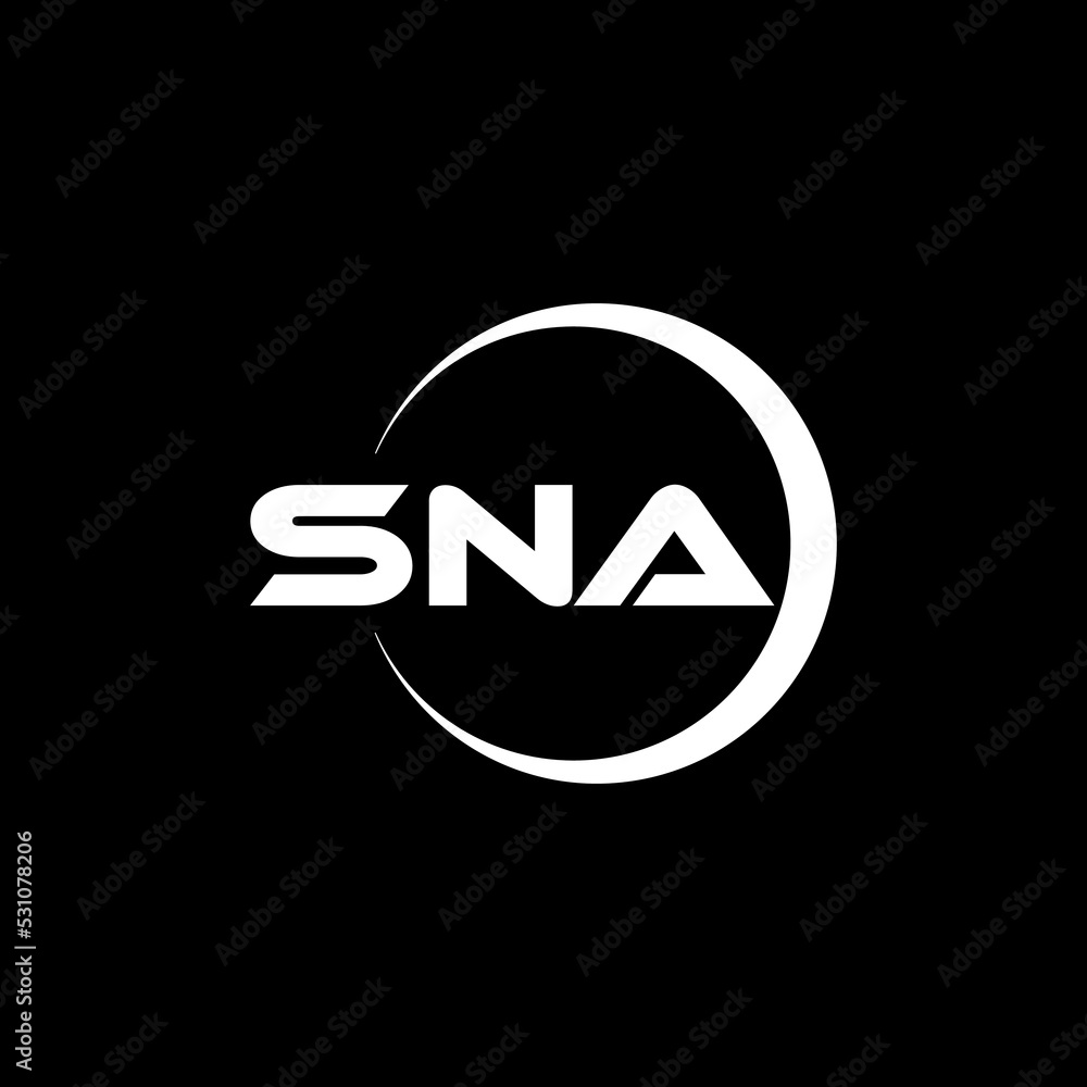 SNA letter logo design with black background in illustrator, cube logo ...