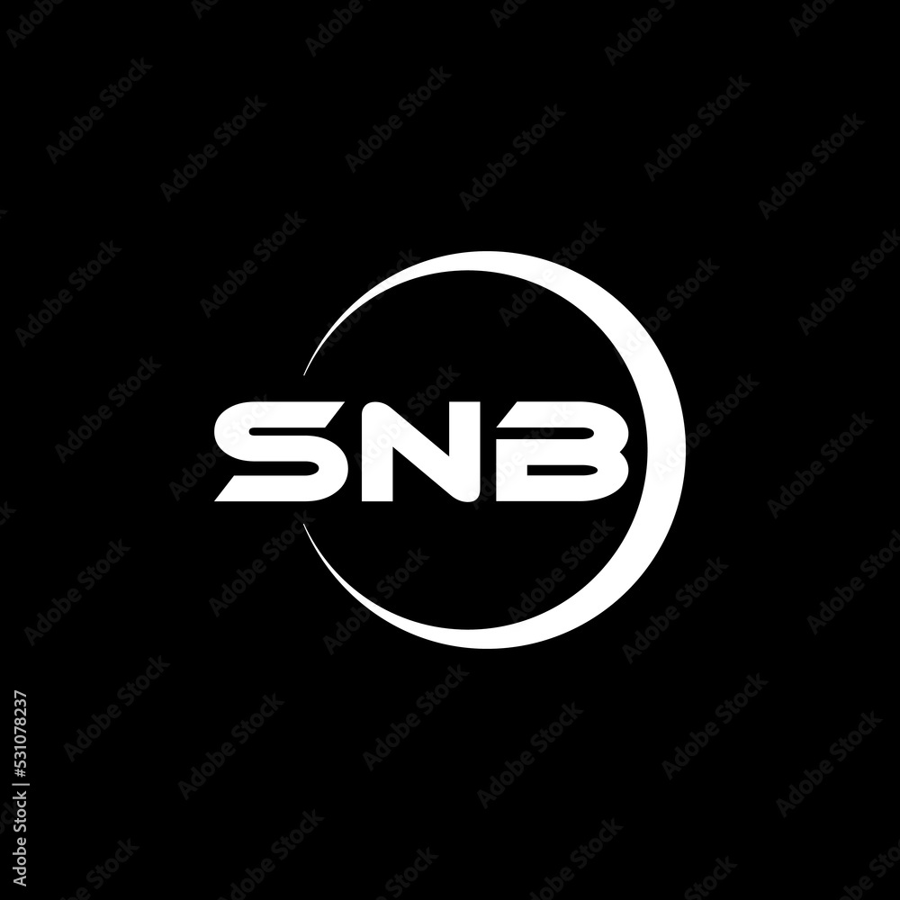 SNB letter logo design with black background in illustrator, cube logo, vector logo, modern ...