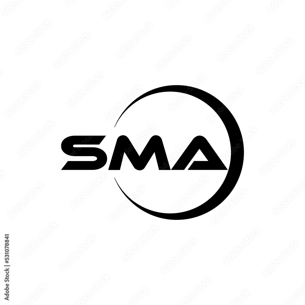 SMA letter logo design with white background in illustrator, cube logo ...
