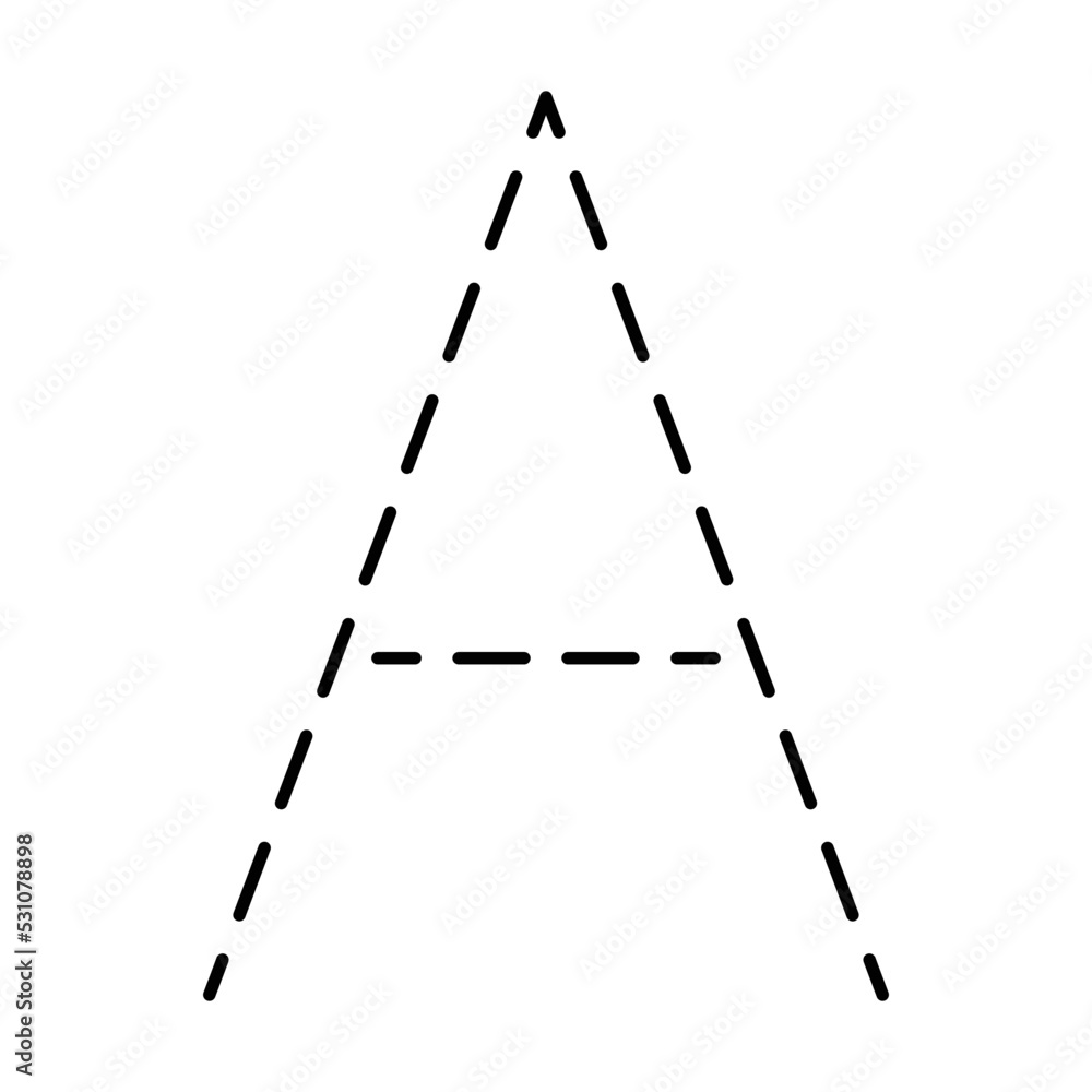 Tracing Alphabet letter A prewriting dotted line element for ...