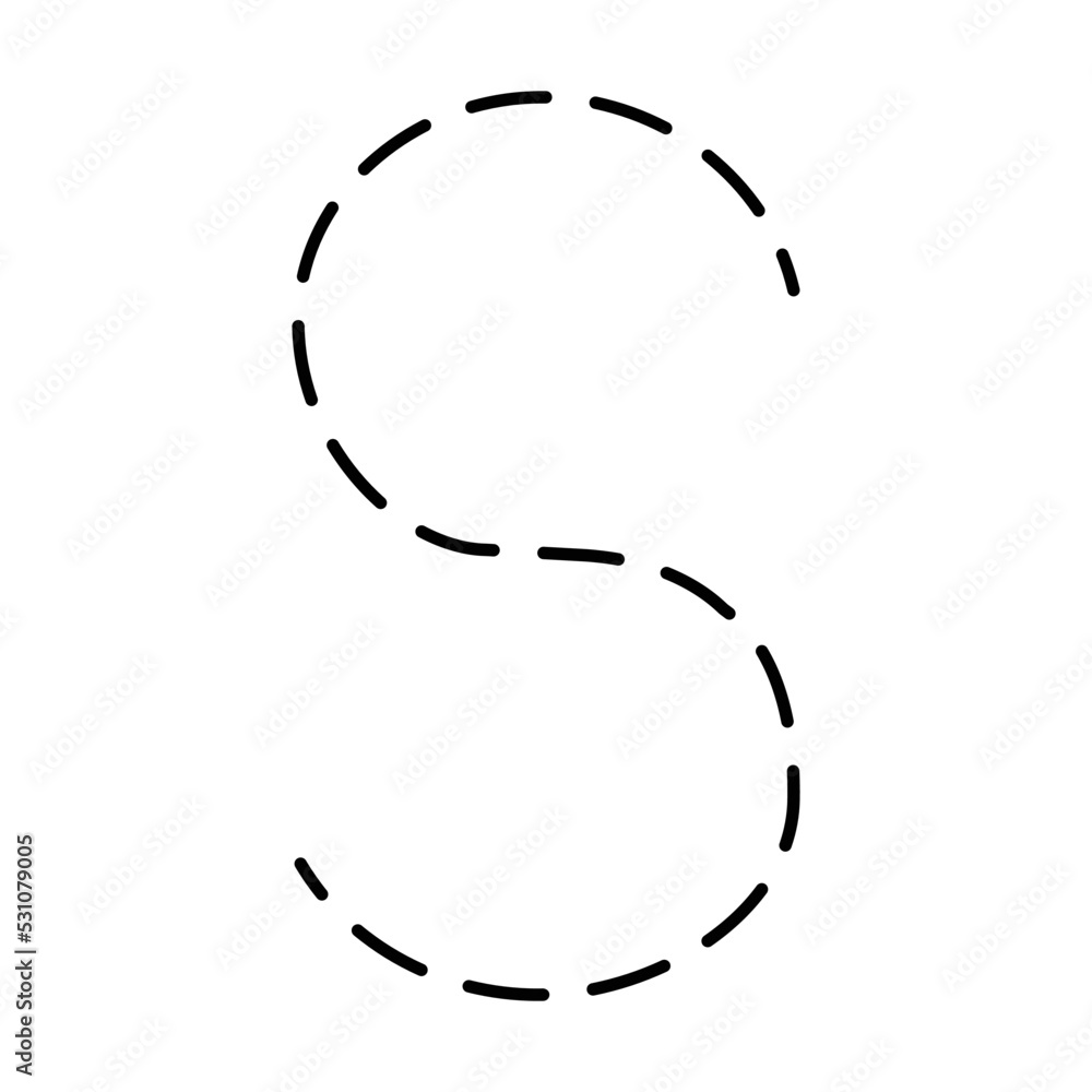 Tracing Alphabet letter S prewriting dotted line element for ...