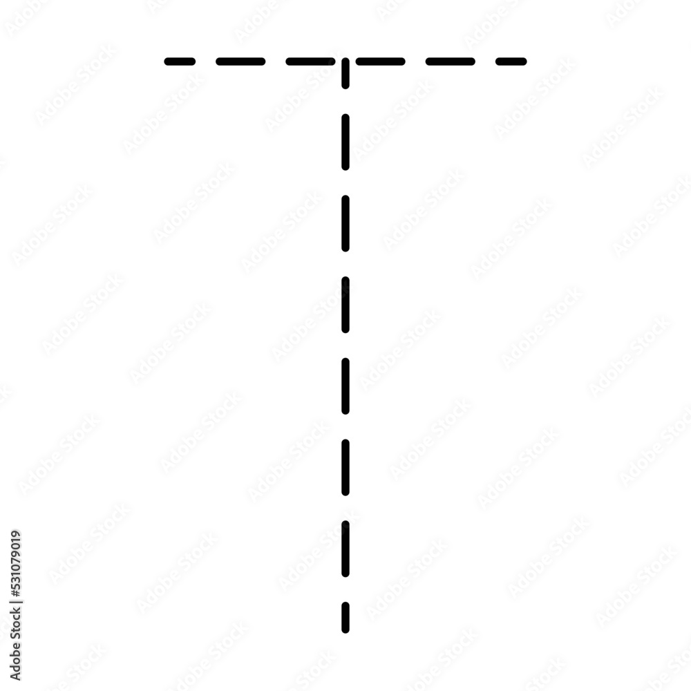 Tracing Alphabet letter T prewriting dotted line element for ...