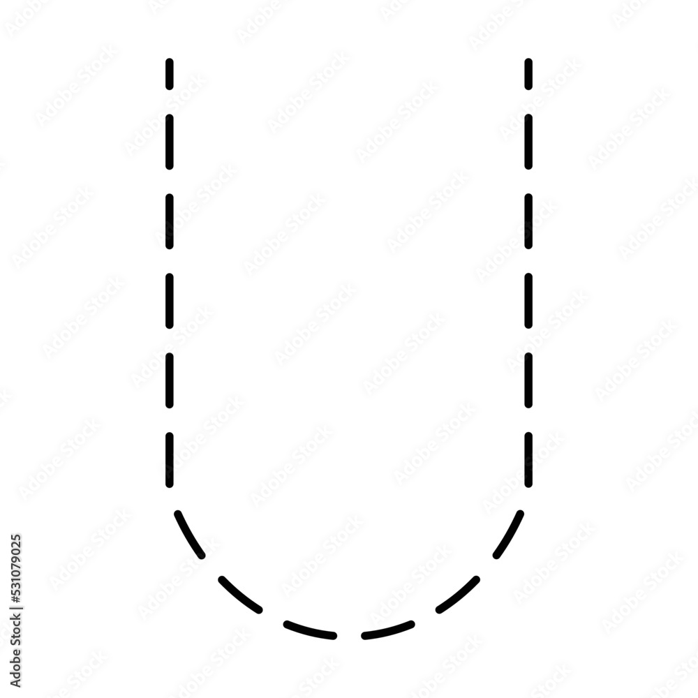 Tracing Alphabet letter U prewriting dotted line element for ...