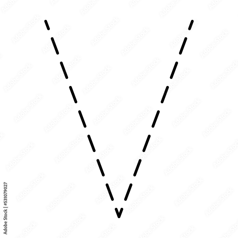 Tracing Alphabet letter V prewriting dotted line element for ...
