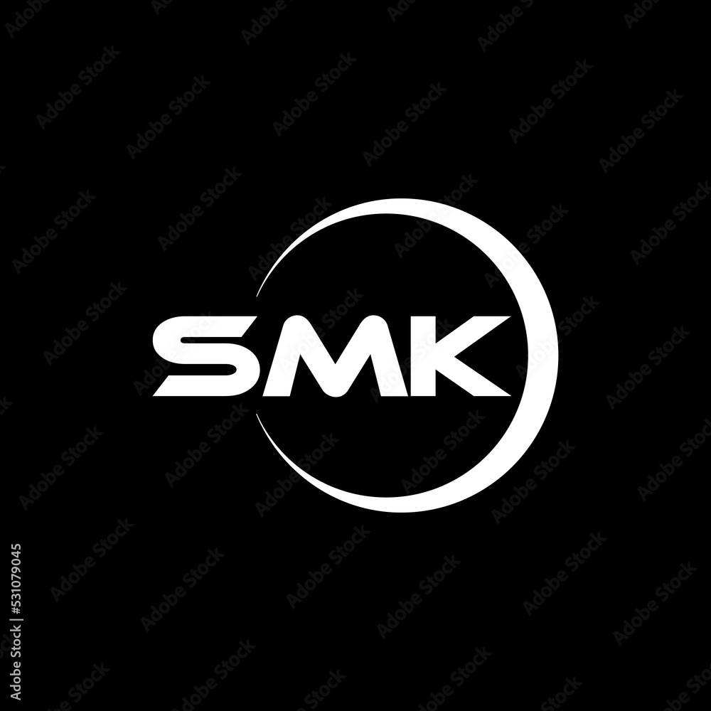 SMK letter logo design with black background in illustrator, cube logo ...