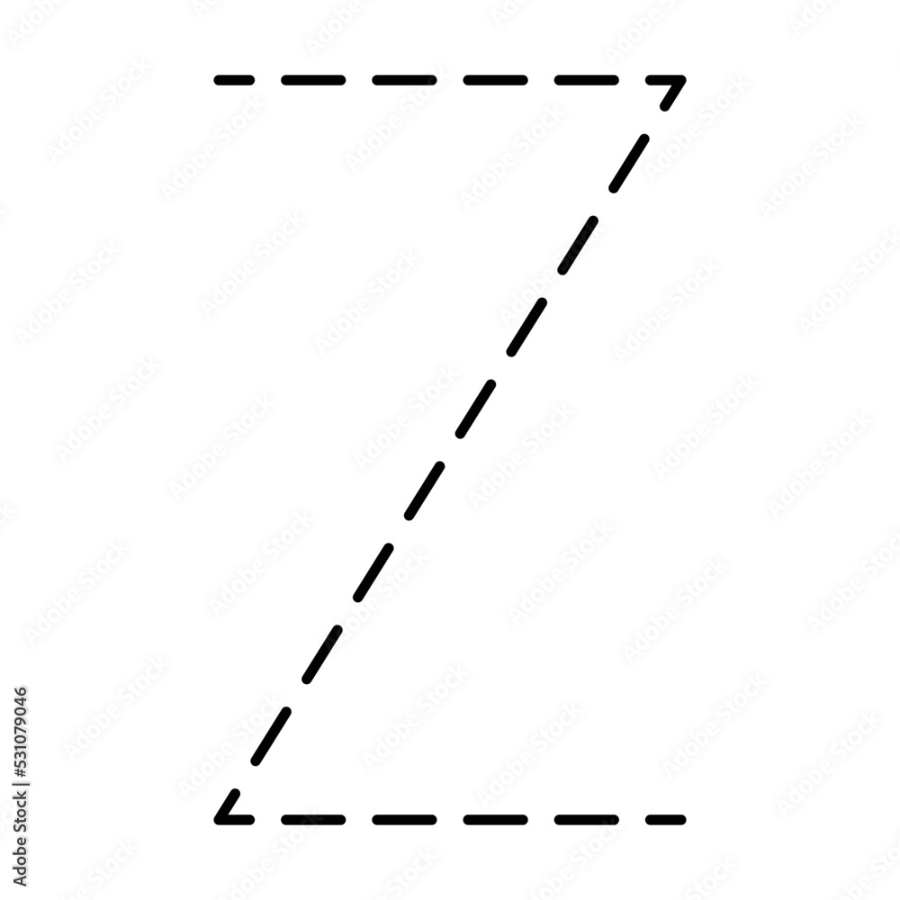 Tracing Alphabet letter Z prewriting dotted line element for ...