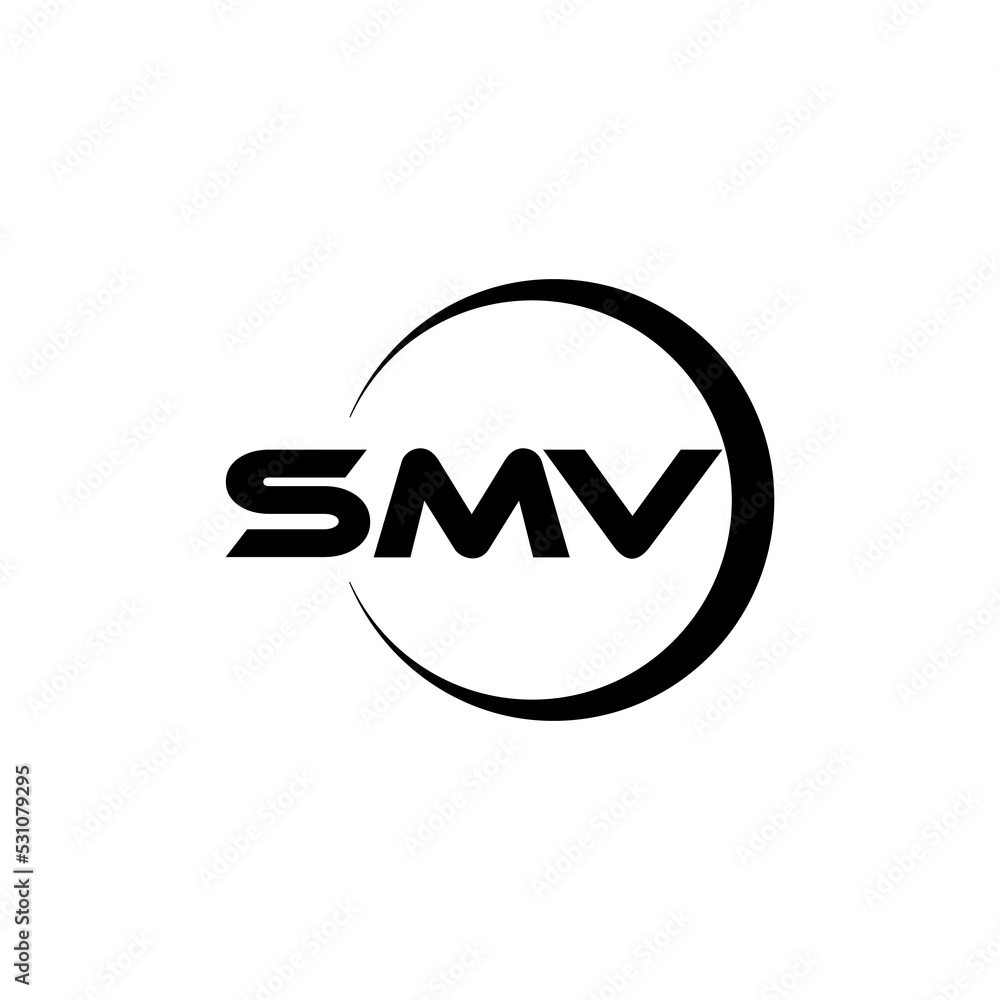 SMV letter logo design with white background in illustrator, cube logo ...